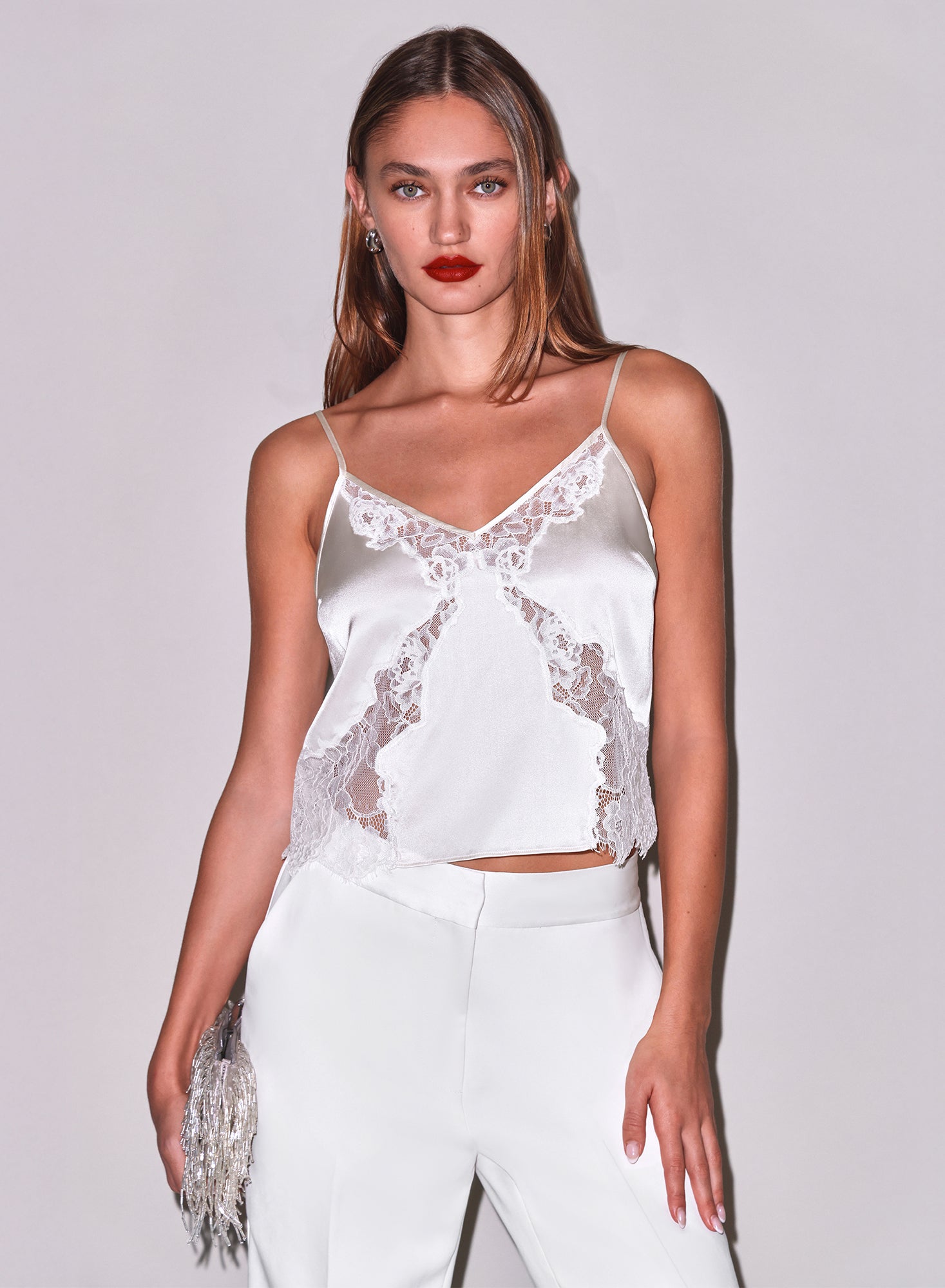 Juliet Lace Silk Cami - White – Sultre Boutique